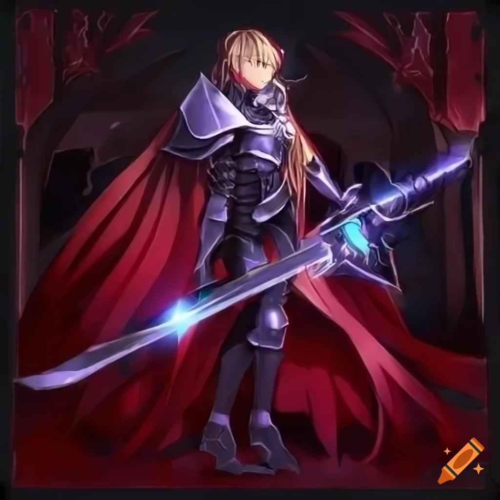 Anime fantasy demon with pulse guns and blades under a dark moon as an ...