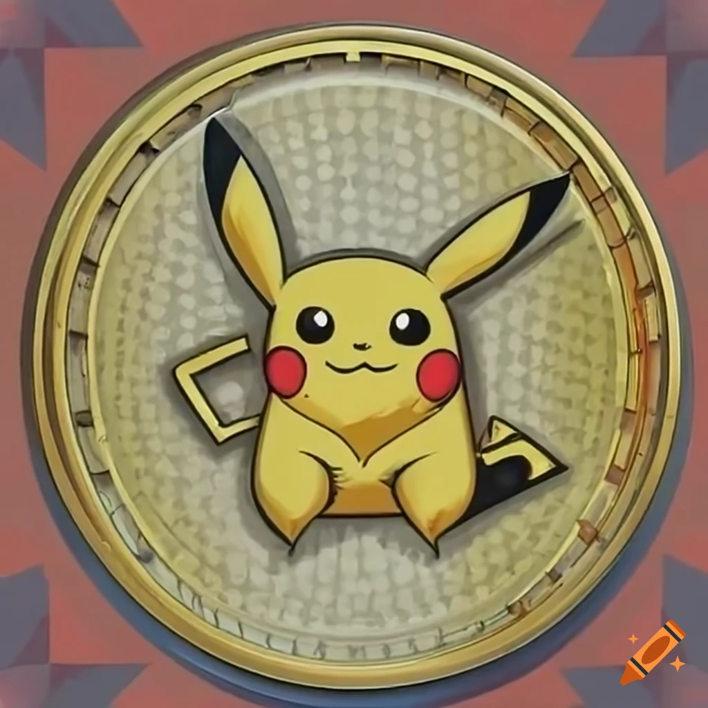 Intricately detailed Pikachu coin with shiny finish on Craiyon