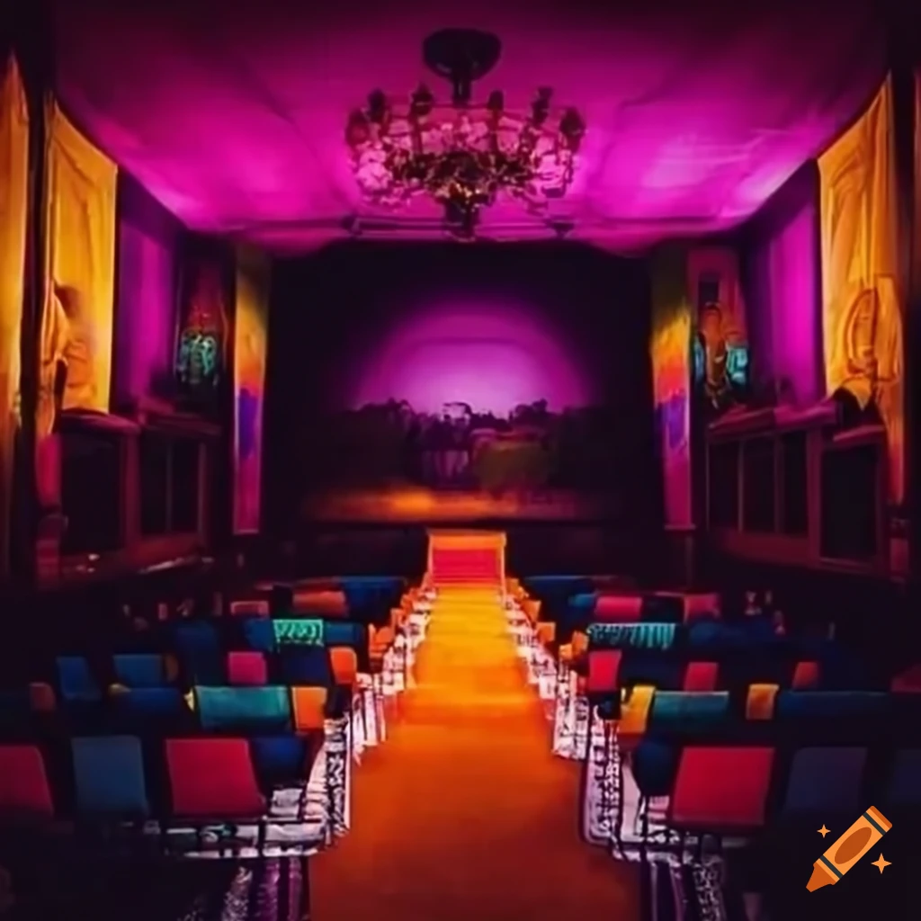 Incredible stage for stand up comedy with Mexican colors on Craiyon