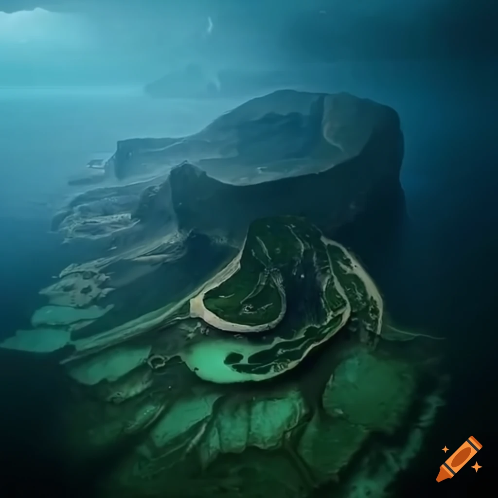 Breathtaking hd aerial view of r'lyeh on Craiyon