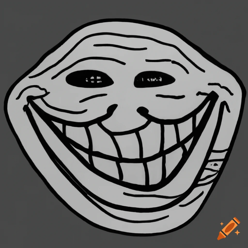 Trollface drawing with a unique artistic style on Craiyon