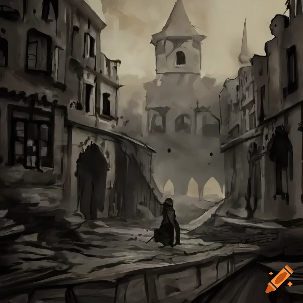 Impenetrable fort streets designed to deter enemies in a fantasy style ...