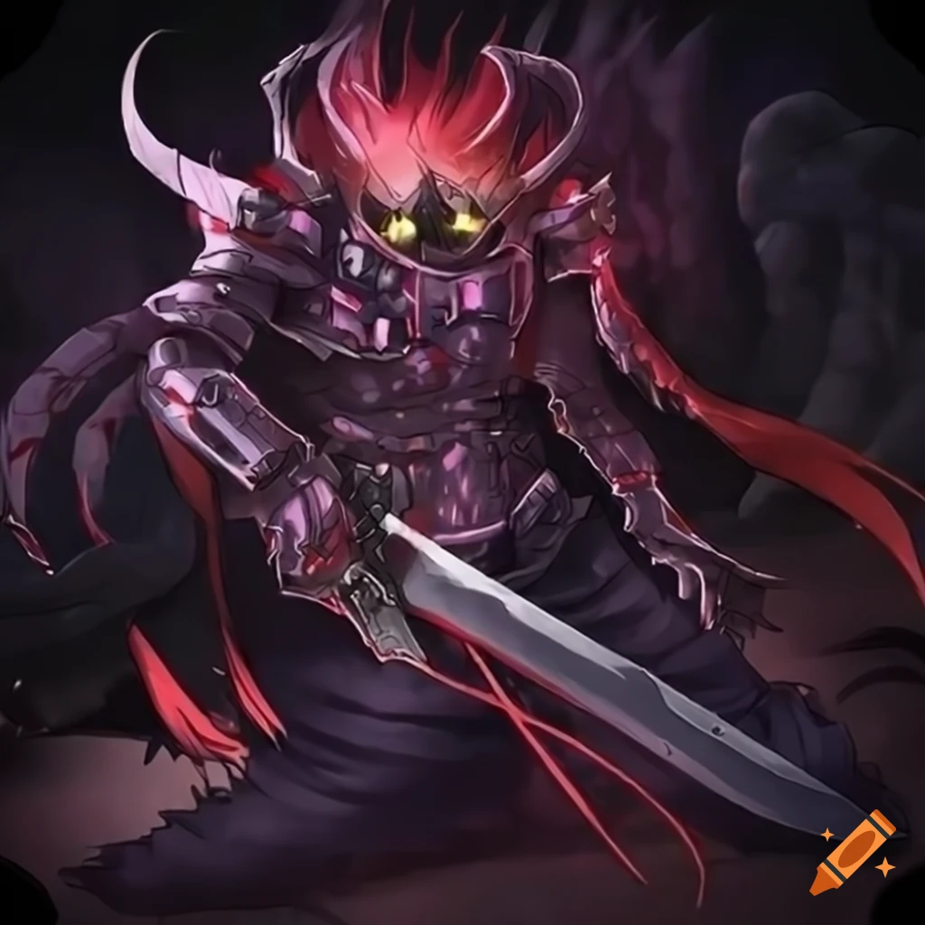 Anime fantasy demon with pulse guns and blades in a darker moon soldier ...