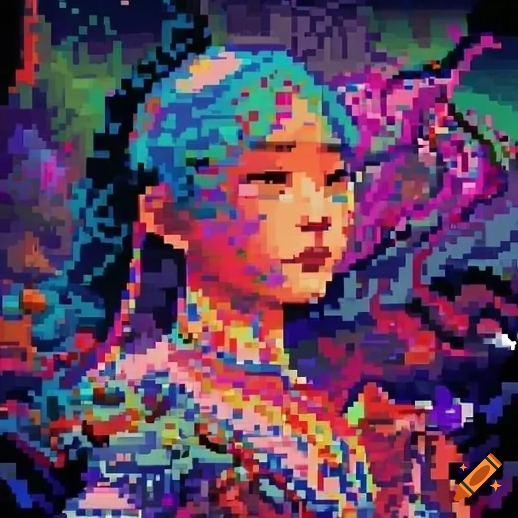 Pixel art with dithering in colorful ink traditional style on Craiyon