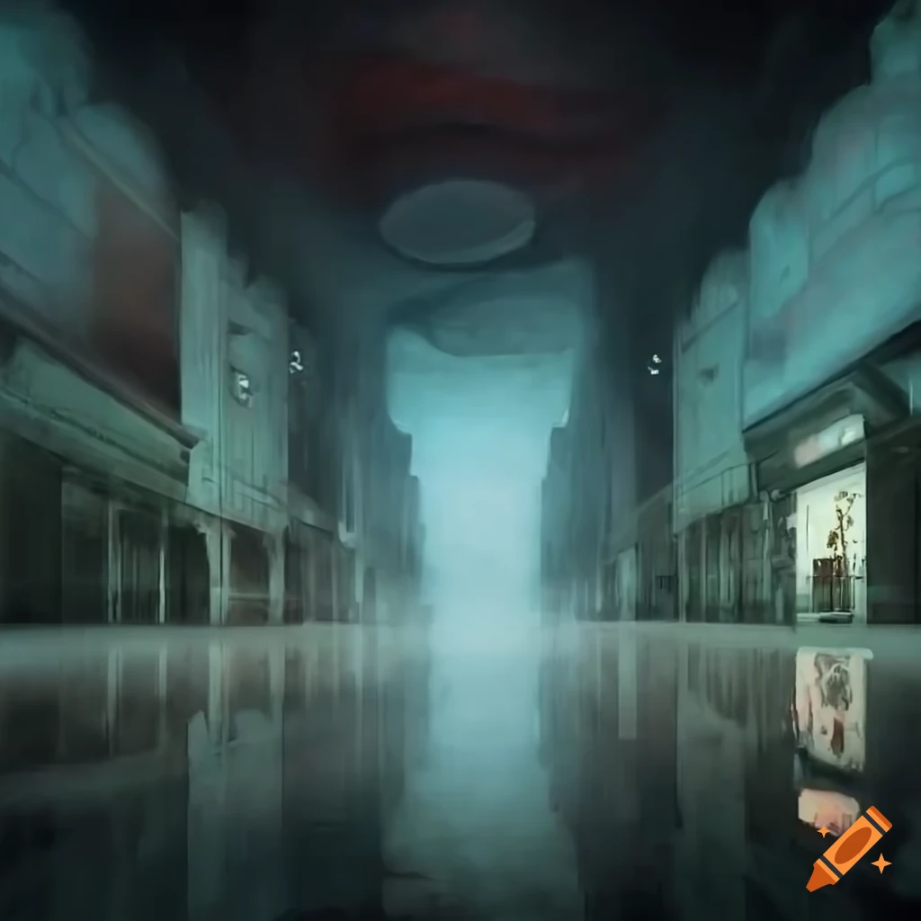 Hyper-realistic modern dead shopping-mall hospital empty airport with ...