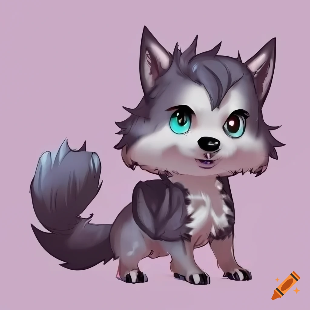 Chibi-style full body wolf illustration on Craiyon