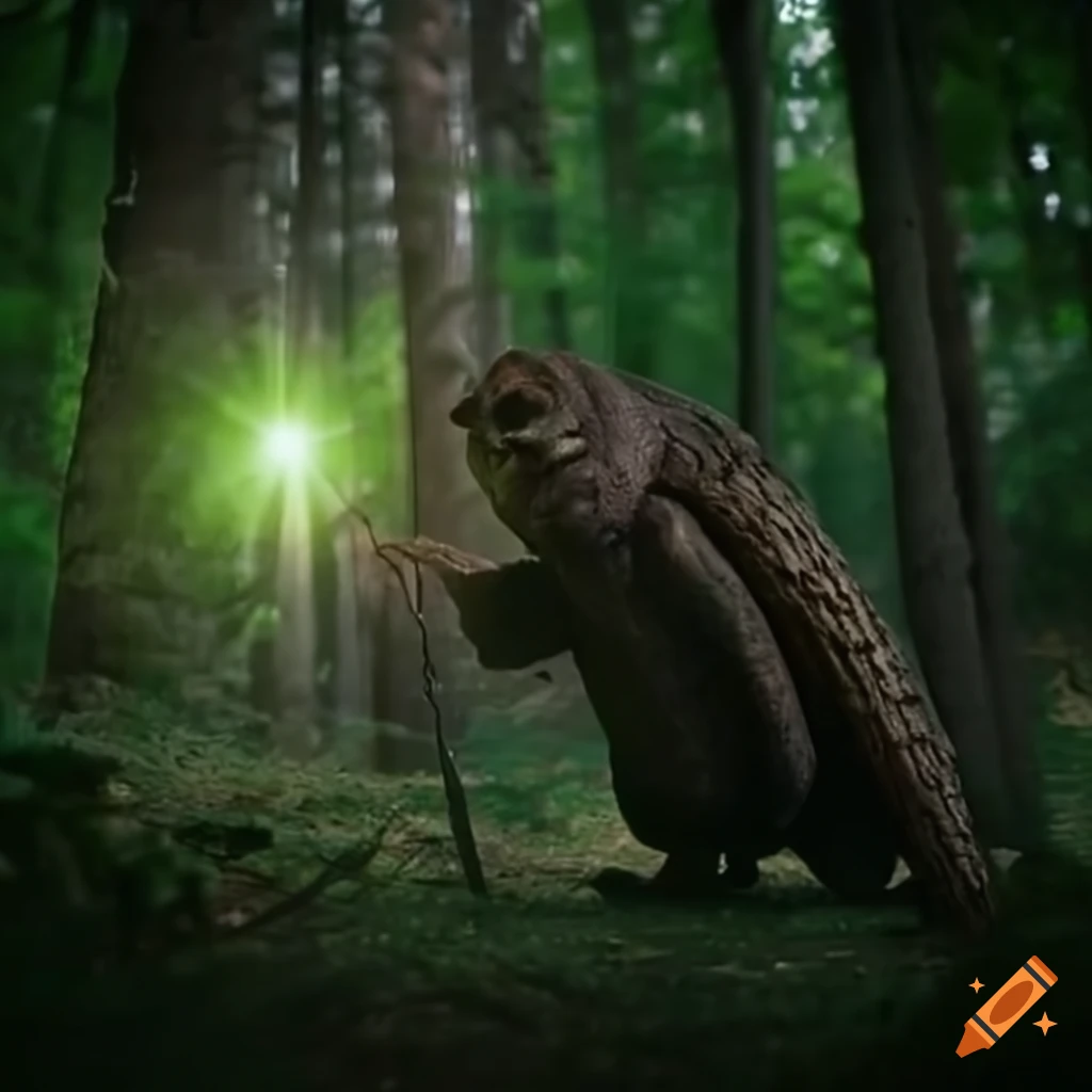 Big scary woodcrawler in a forest on Craiyon