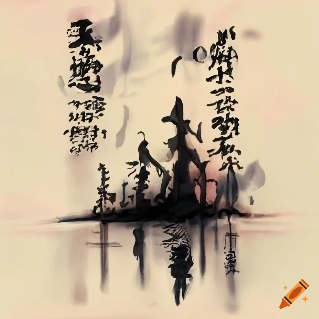 Chinese ink art with scripture on Craiyon