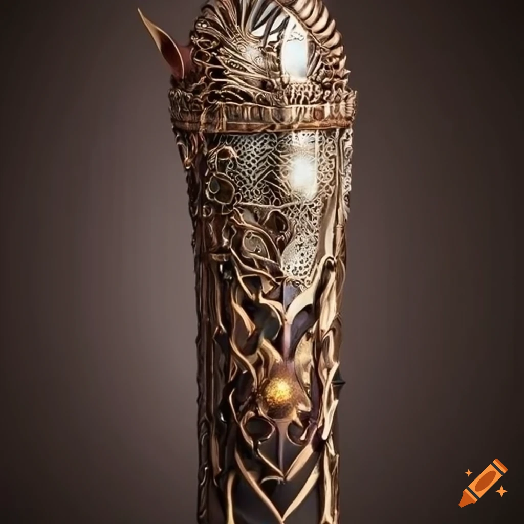 Fantastical quiver with intricate metal and glass design on Craiyon