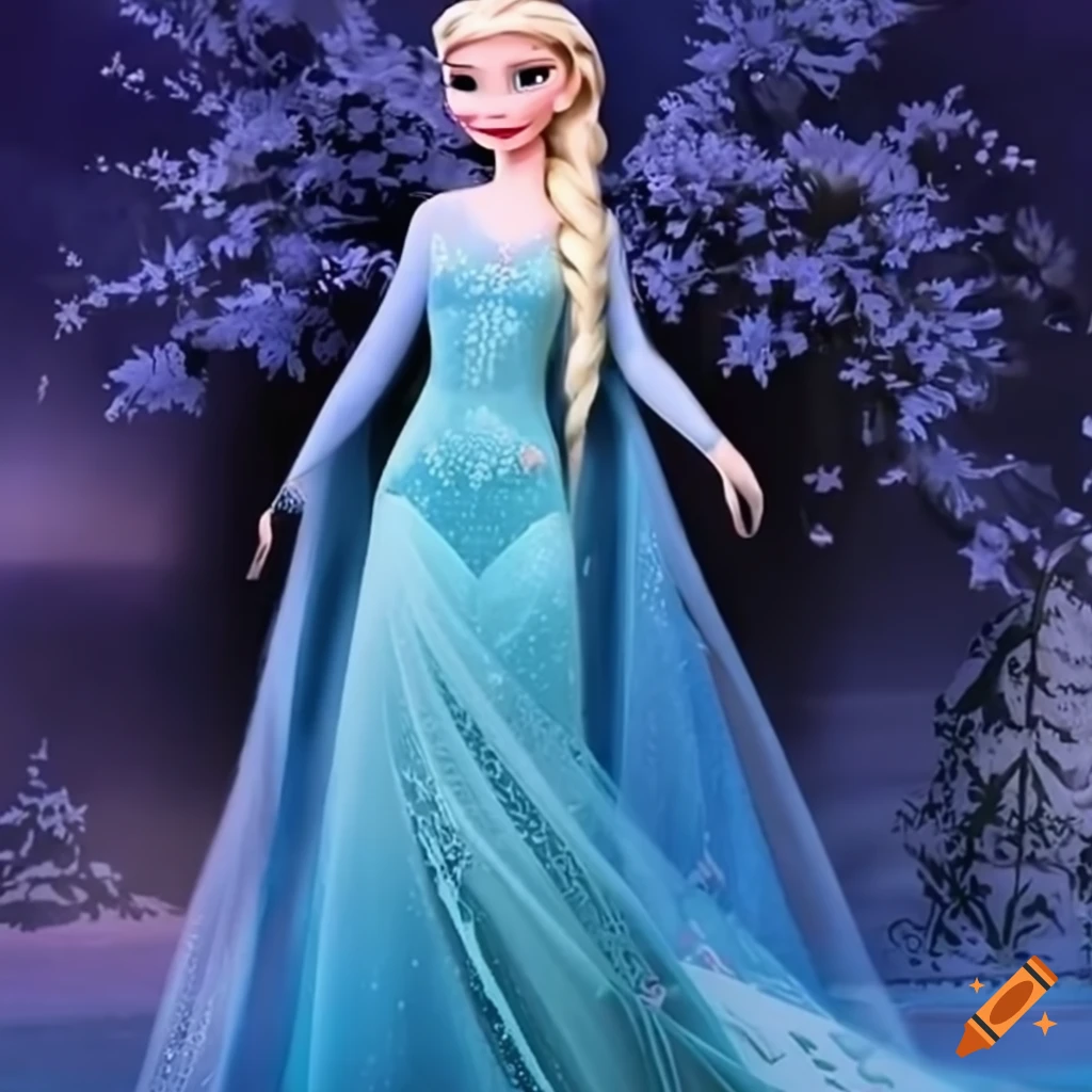 Elsa from Frozen playing with flowers on Craiyon