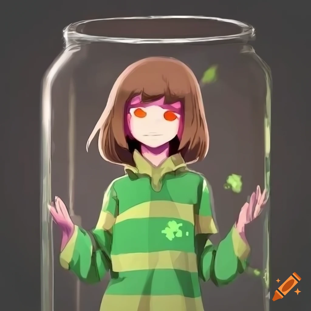 Undertale character Chara in a glass container fan art on Craiyon