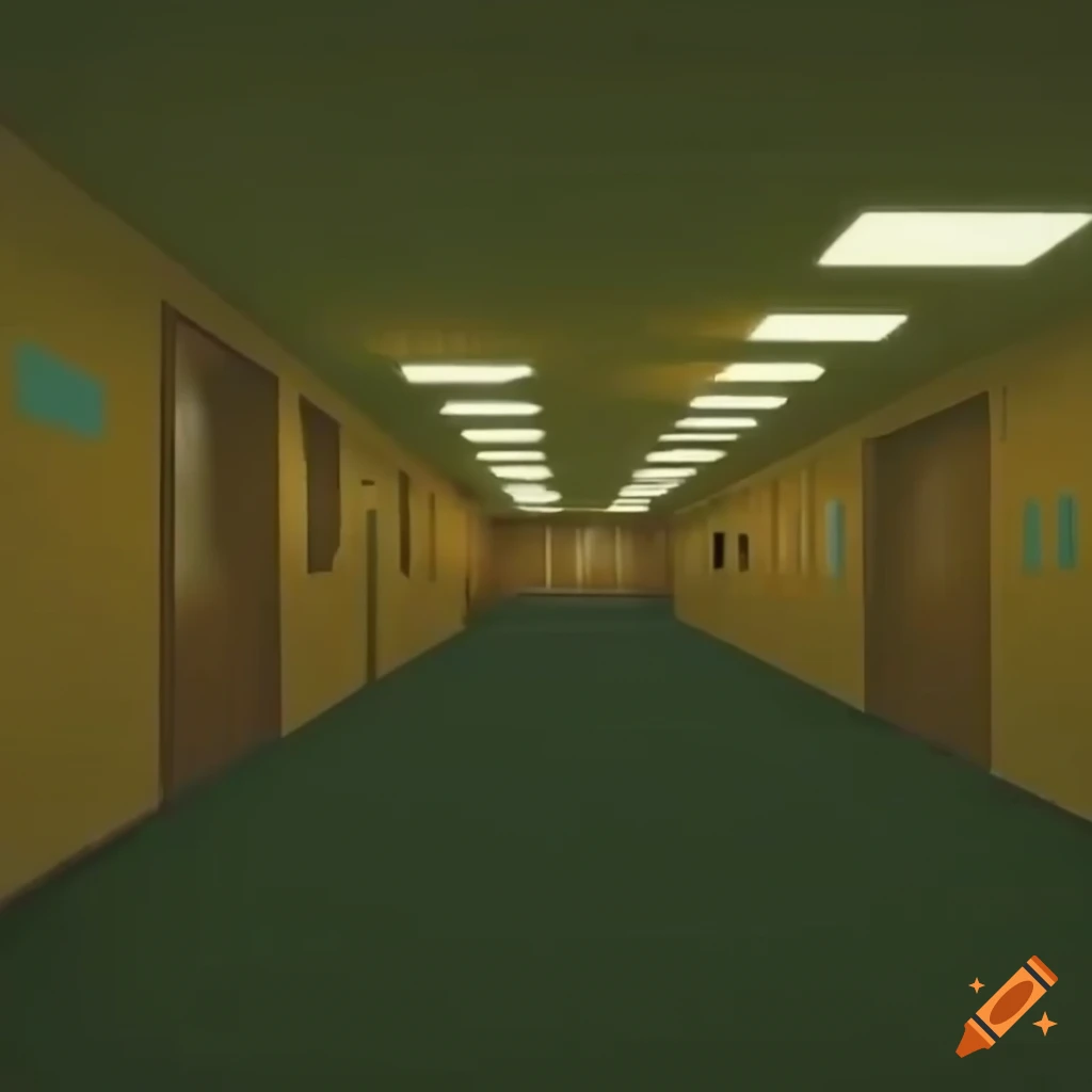 Surrealistic liminal backrooms with mid century modern interior ...