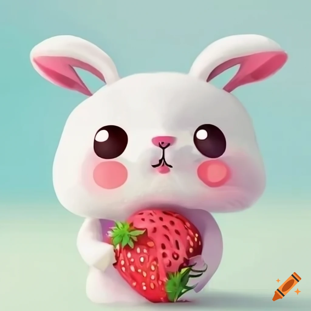 Cute bunny holding a strawberry on Craiyon