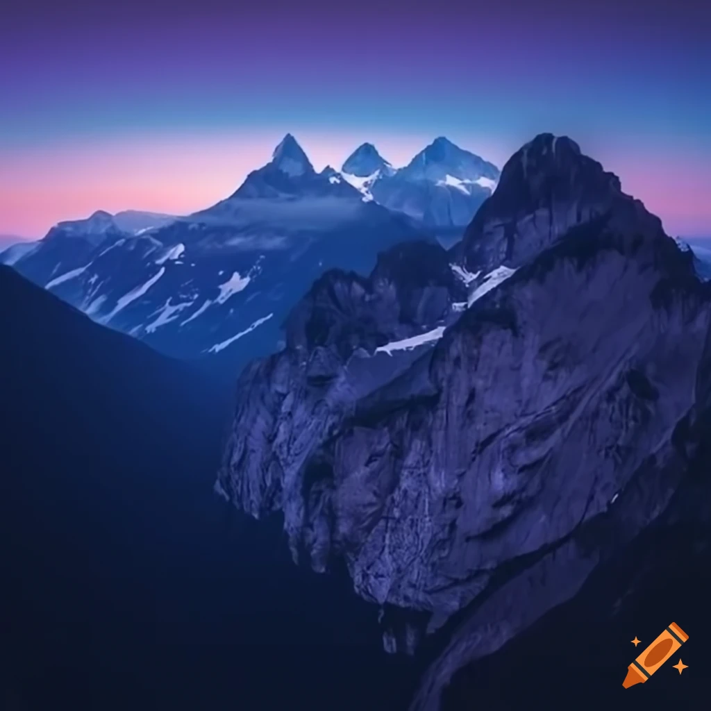 High mountain landscape photo on Craiyon