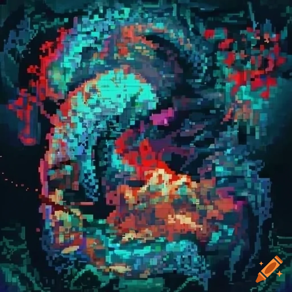 Pixel art with dithering in colorful ink traditional style on Craiyon