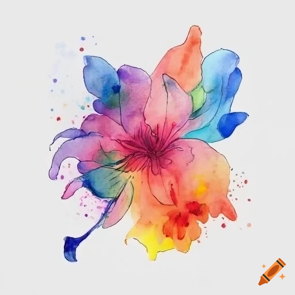 Flower watercolor line drawing on Craiyon