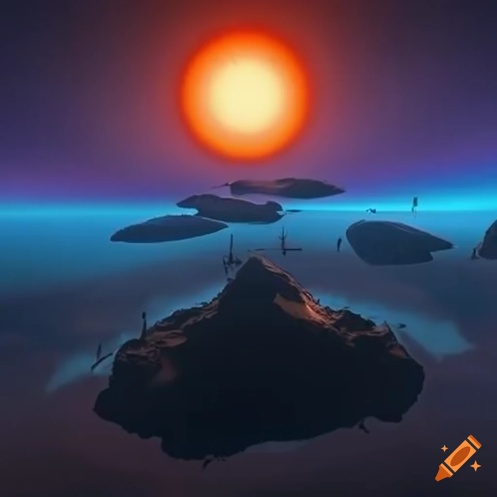 Sunset on an alien world orbiting a pulsar on Craiyon