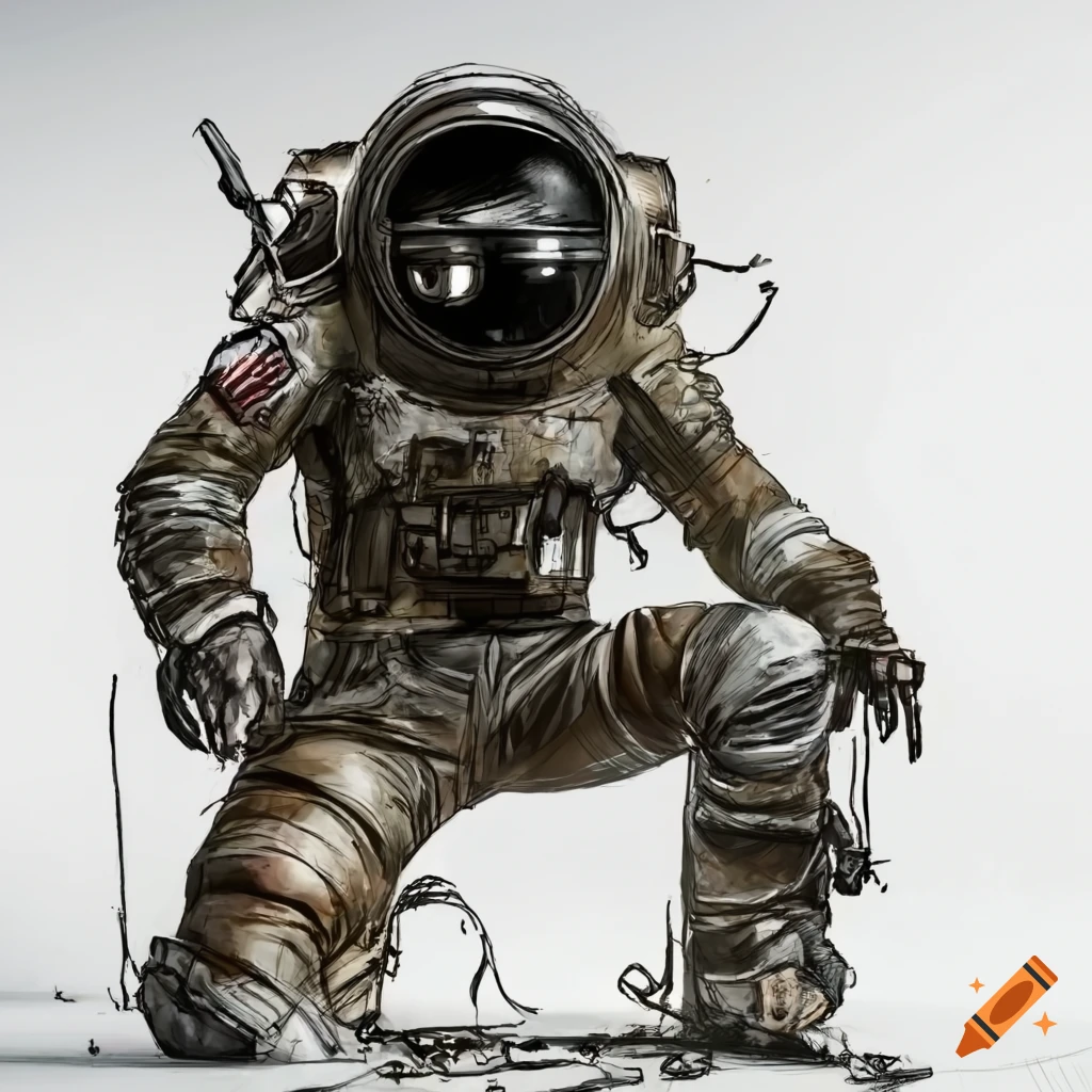 Character design of a brutal astronaut-scavenger in a post-apocalyptic ...