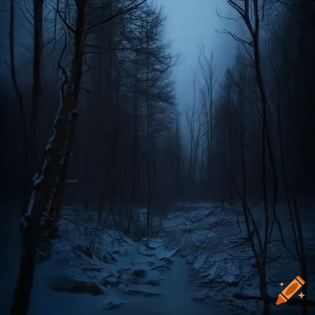 Dark winter wilderness landscape on Craiyon