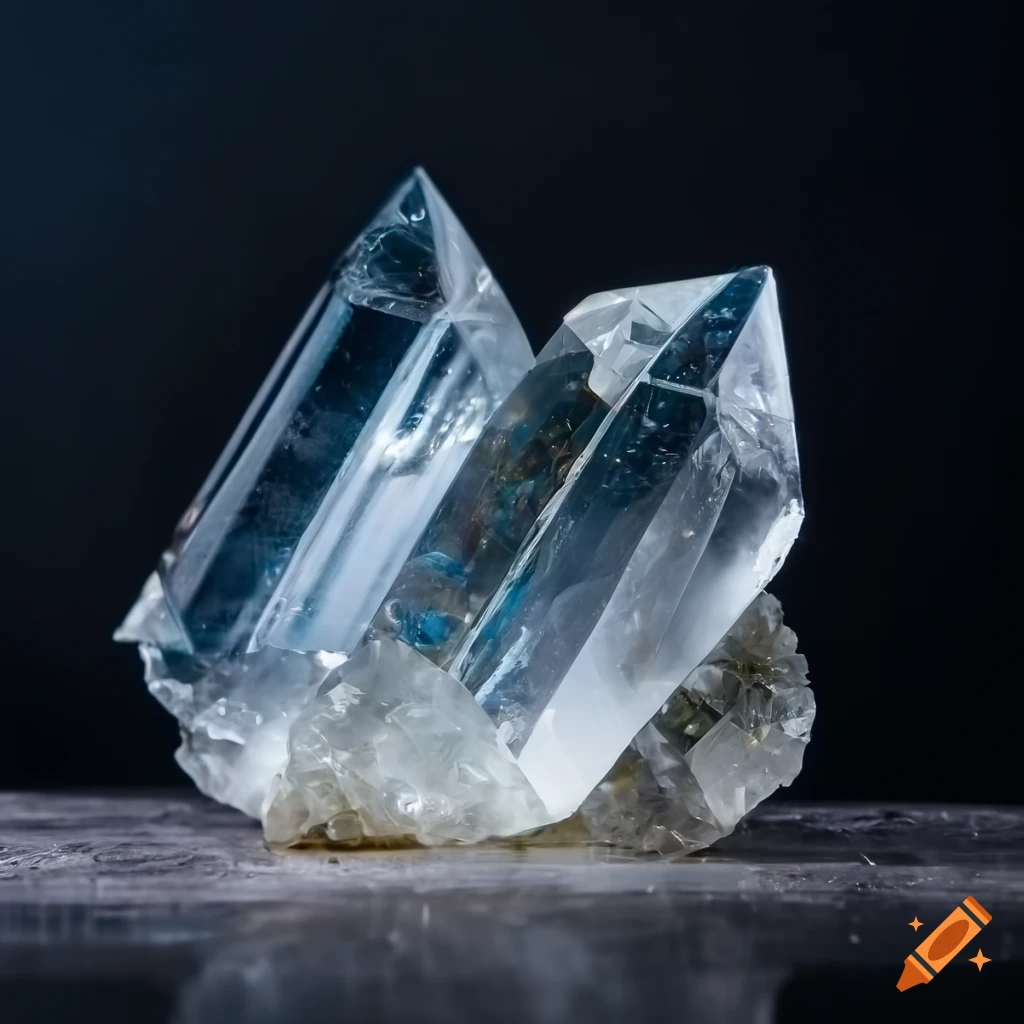 Liquid quartz sculpture on a quartz table with professional abstract ...