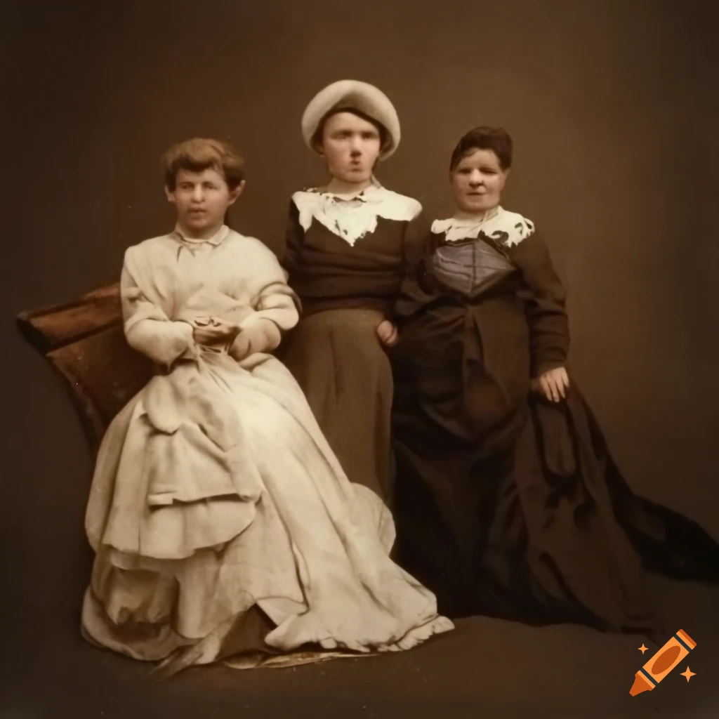 Early victorian rural family in colour photograph on Craiyon