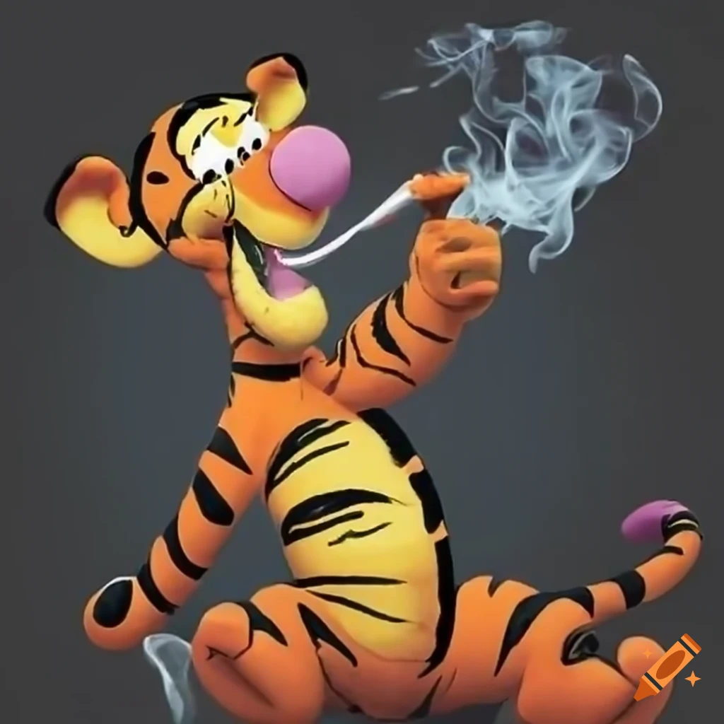 Tigger enjoying a smoke on Craiyon