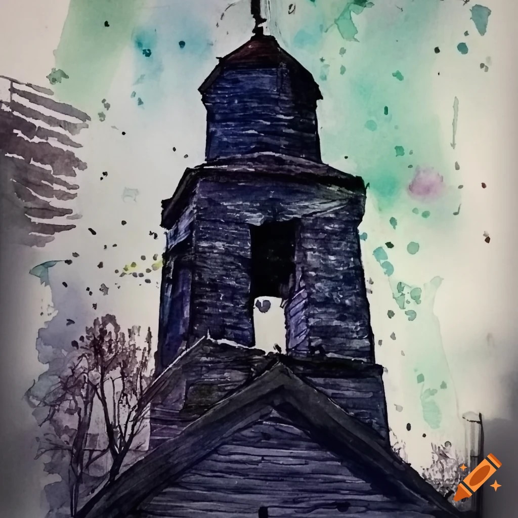 Norwegian Bell Tower Zatoichi in a beautiful shattered watercolor on ...