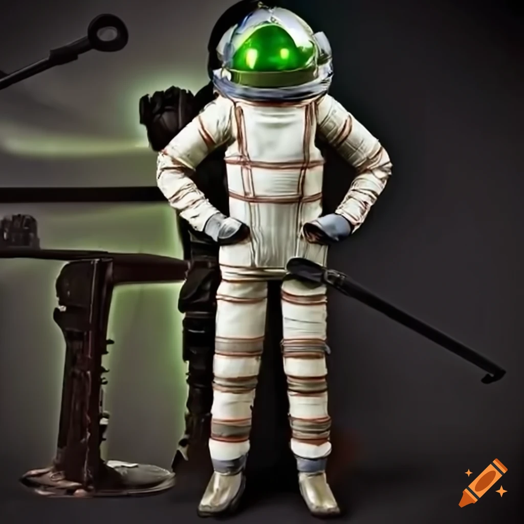 Retrofuturistic raygun-gothic atompunk character in mid-century space ...