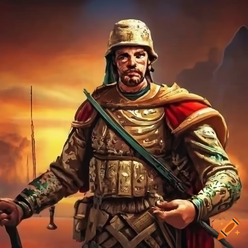 Josué leading the army in war, character from the Old Testament of the ...