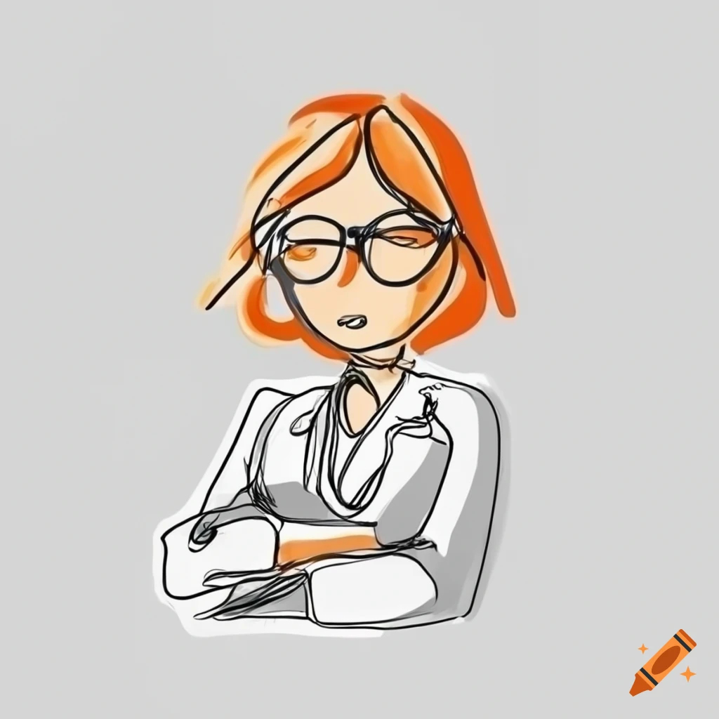 Single line drawing of a female professor on Craiyon