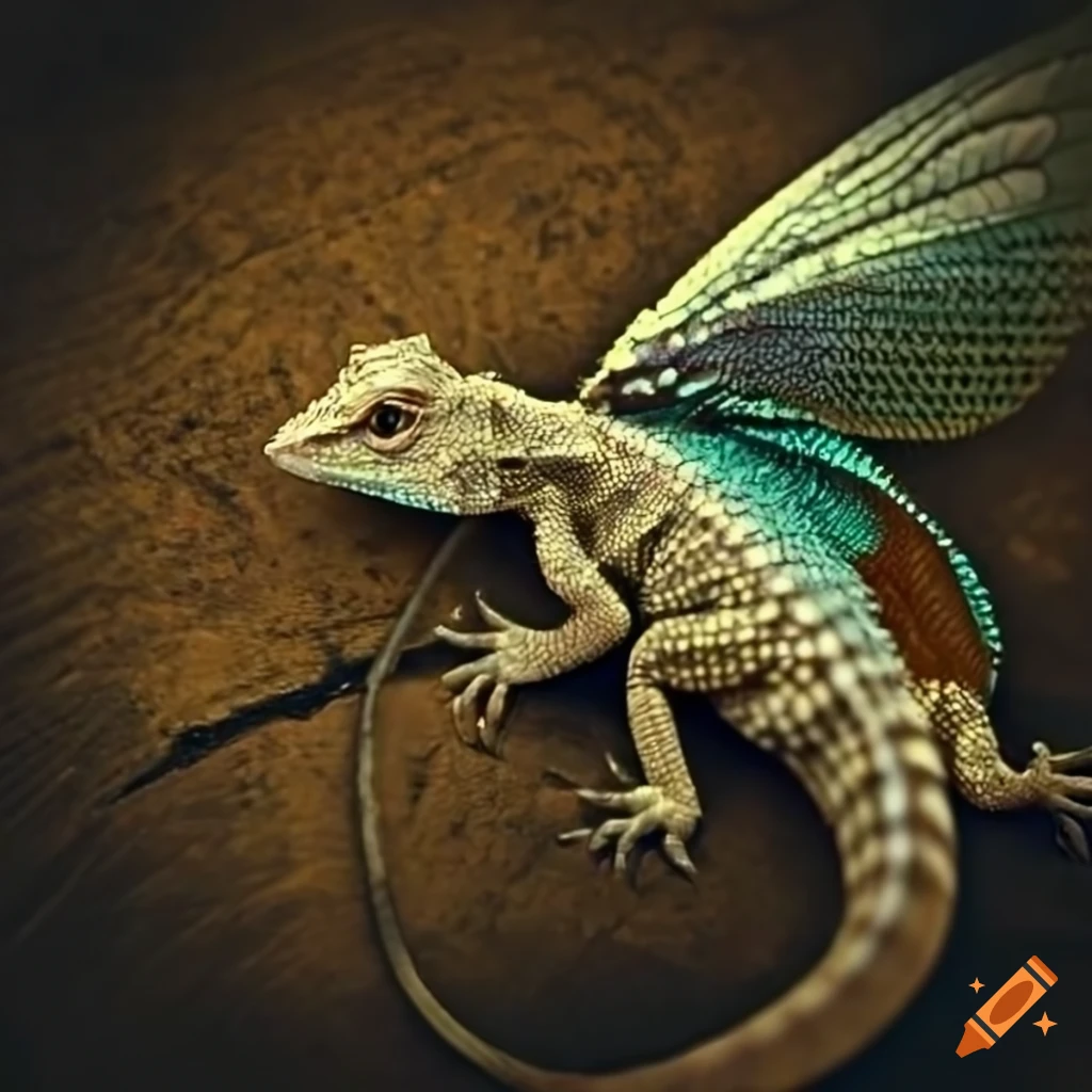 Lizard with insect wings on Craiyon
