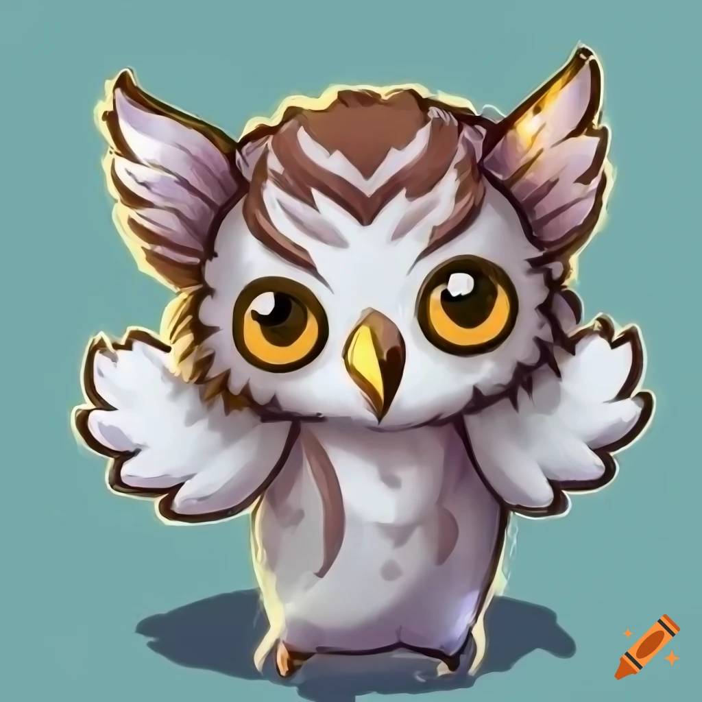 Chibi-style white owl merged with a bear with arms on Craiyon