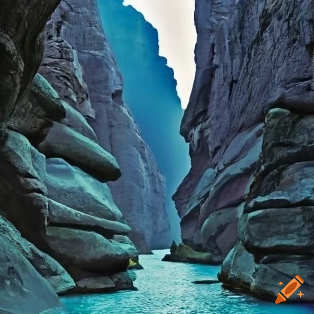 Narrow passage between rocks on Craiyon