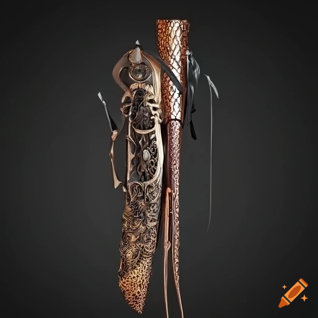 Intricate metal and glass quiver in a fantastical design on Craiyon