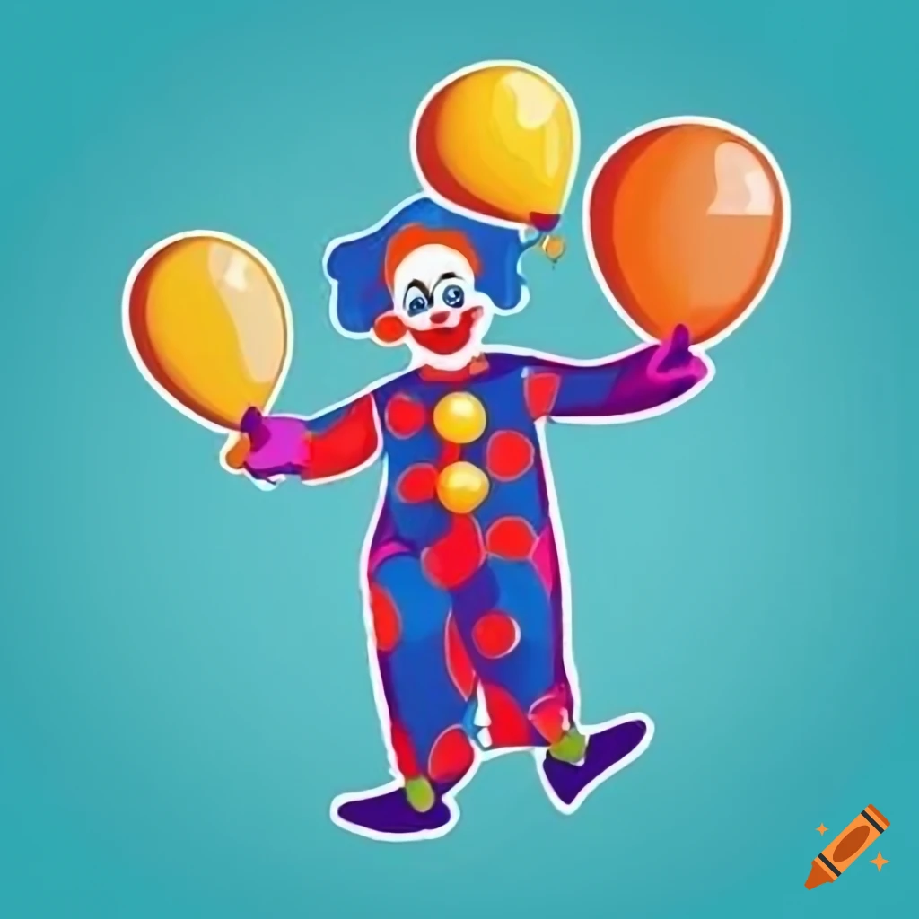 Logo of a helium balloon company with a clown holding balloons, 1990s ...