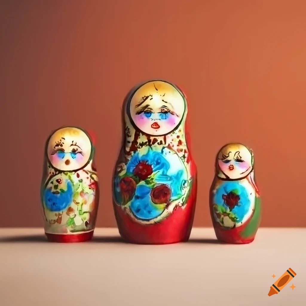 Zhostovo painting matryoshka set vintage on Craiyon