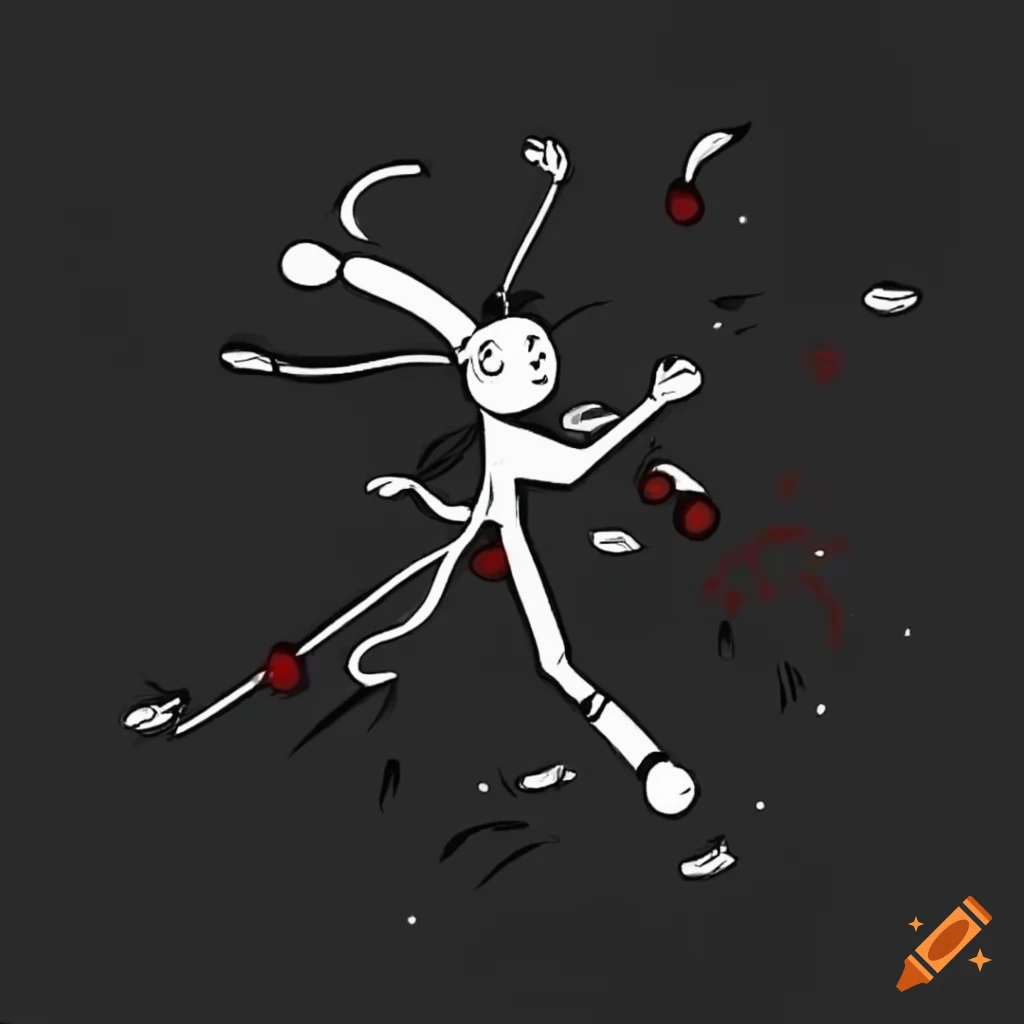 Stickman falling into a colorful endless void on Craiyon