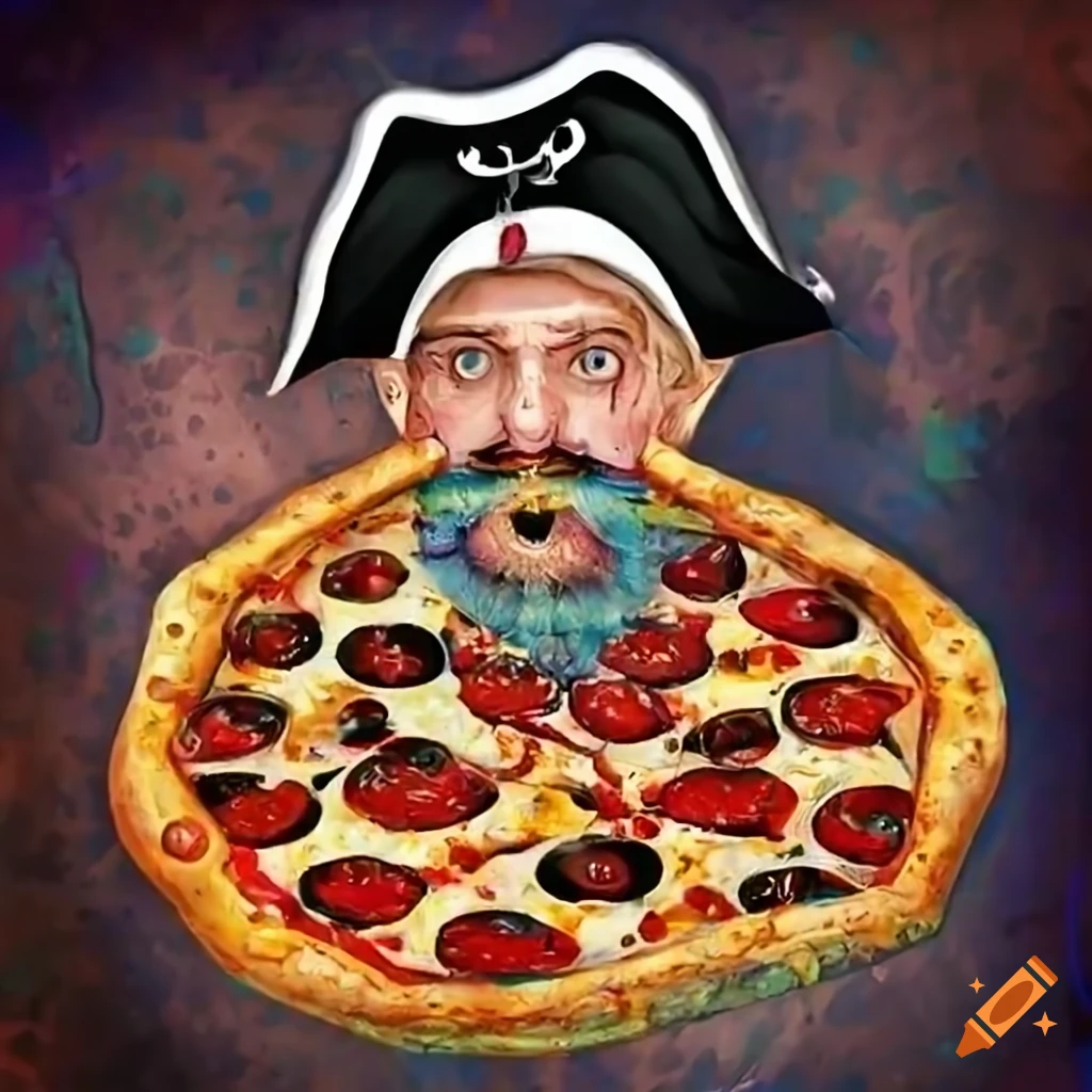 Pizza-bearded pirate character on Craiyon