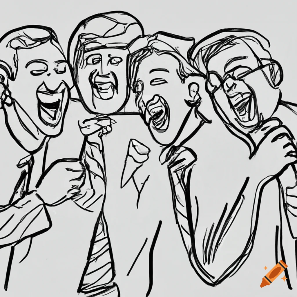 Comedic line drawing of two singing people on Craiyon