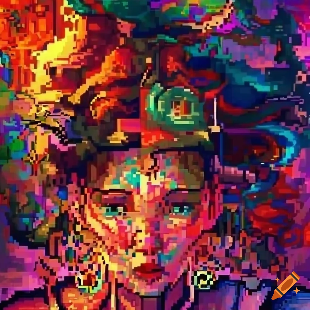 Pixel art with dithering in colorful ink traditional style on Craiyon