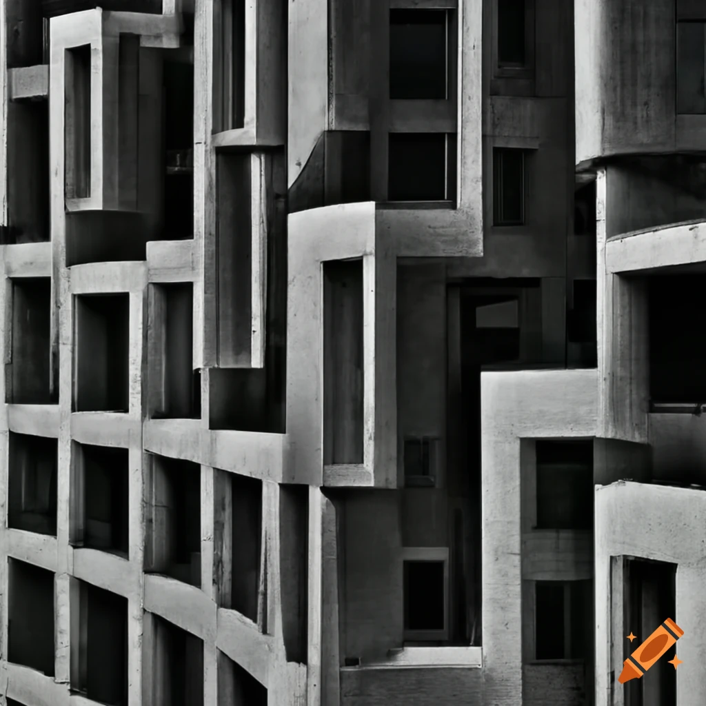 Geiger concrete buildings with abstract patterns on Craiyon