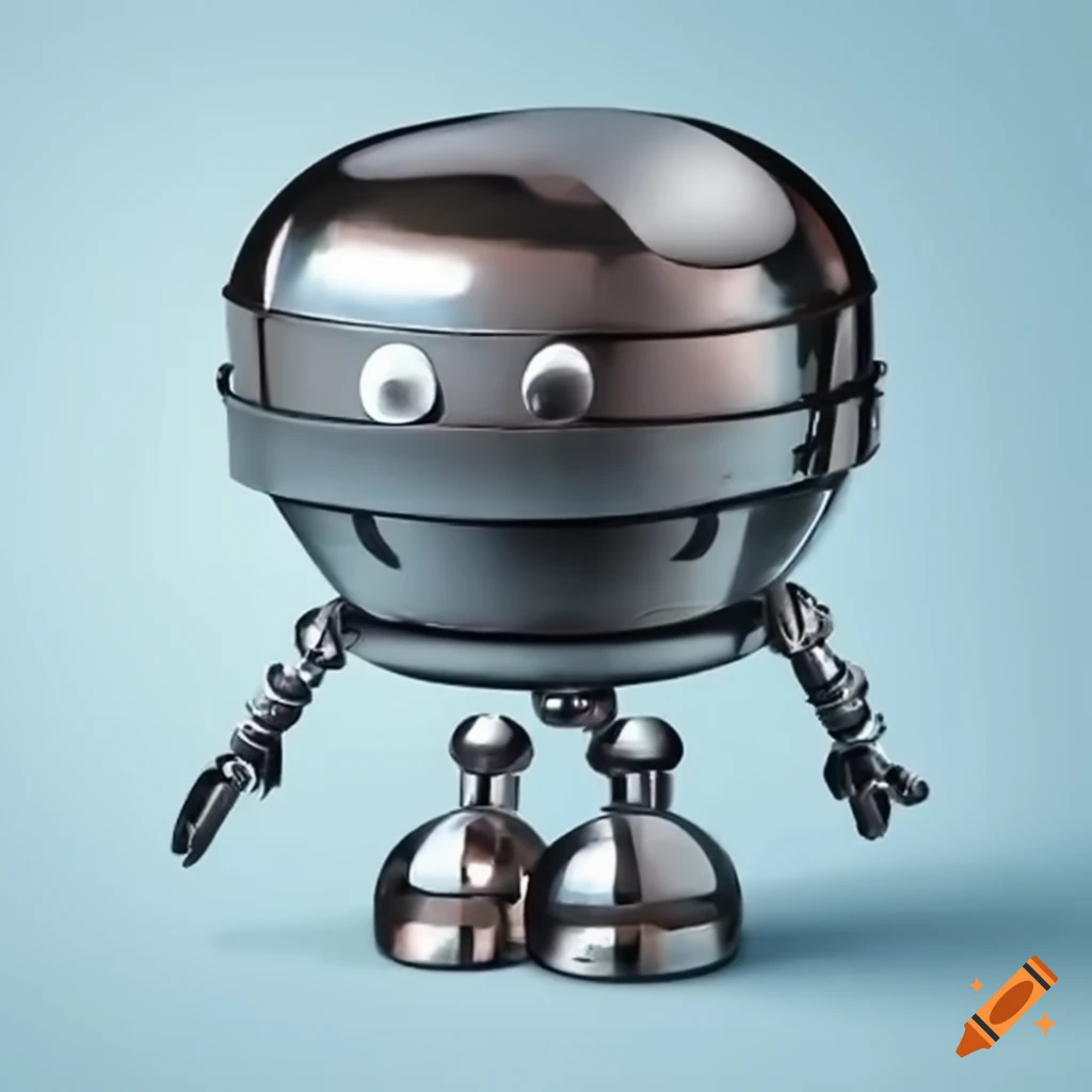 Steel pill-shaped robot on Craiyon