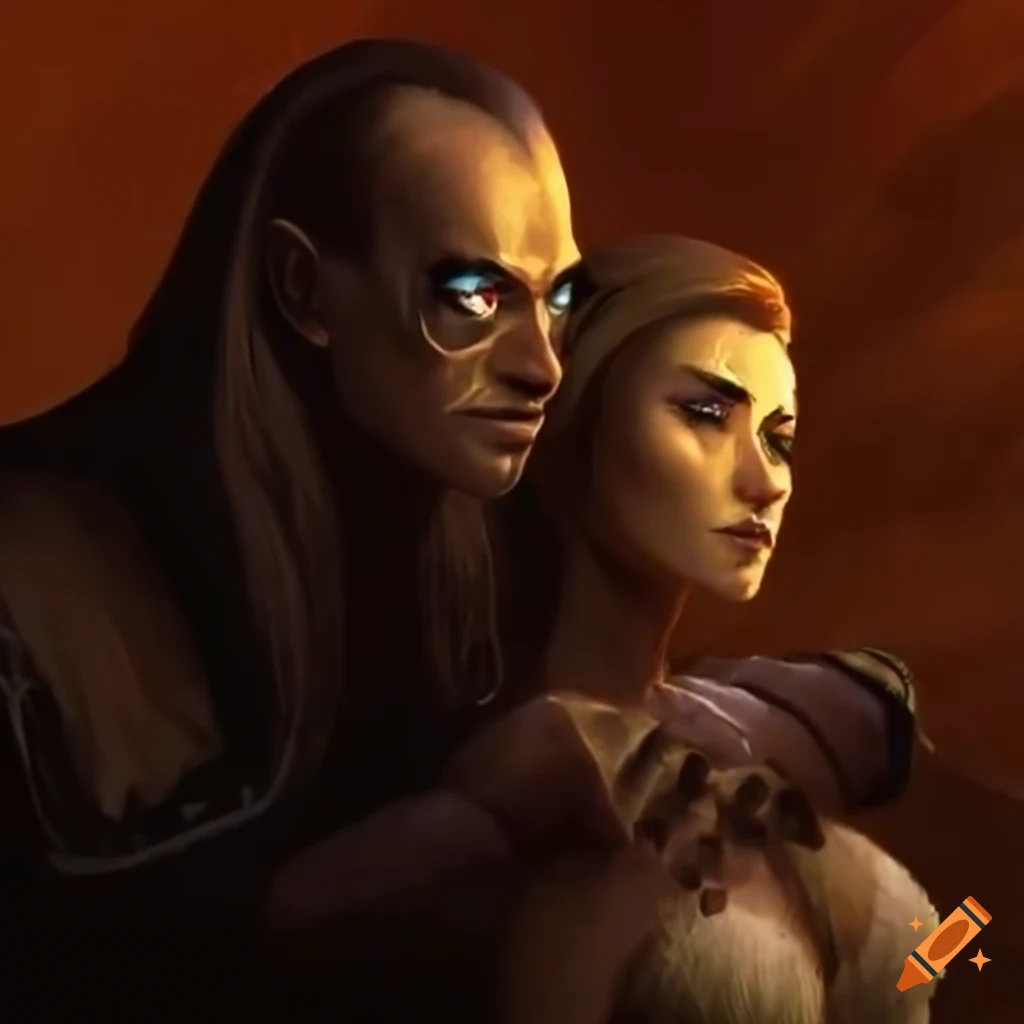 Two fantasy characters arguing on Craiyon