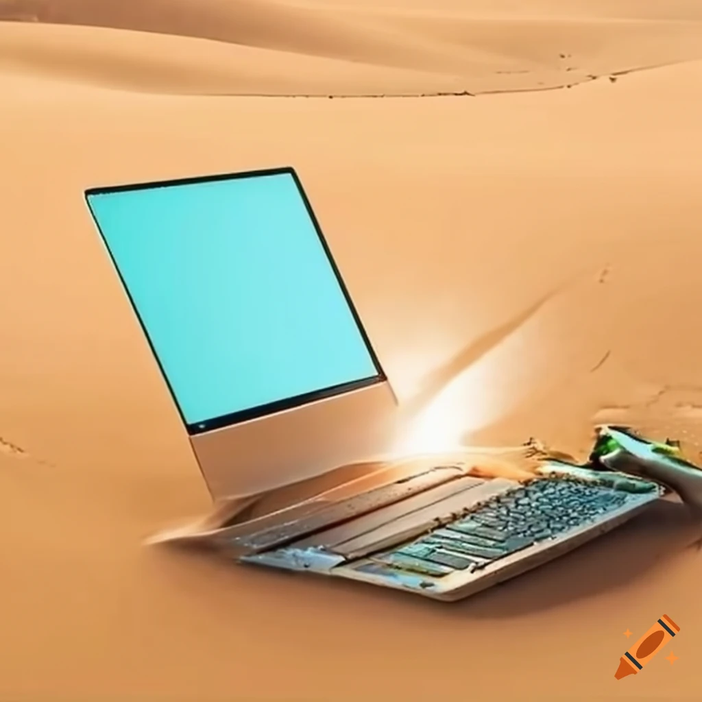 Melting laptops and computers in the desert on Craiyon