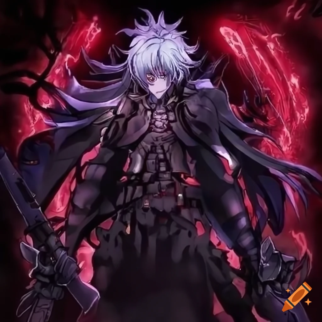 Anime fantasy demon with pulse guns and blade in a dark moon soldier ...