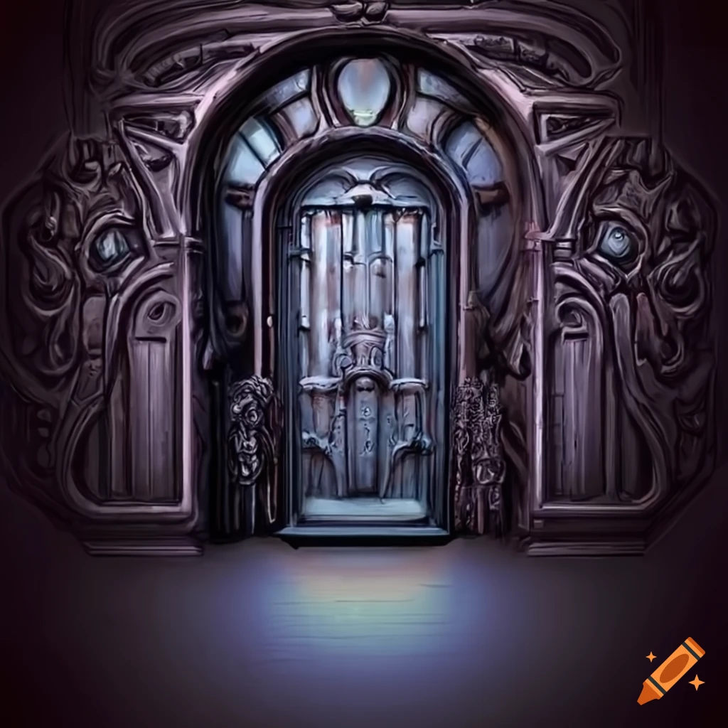 Front door in biomechanical house interior inspired by HR Giger in ...