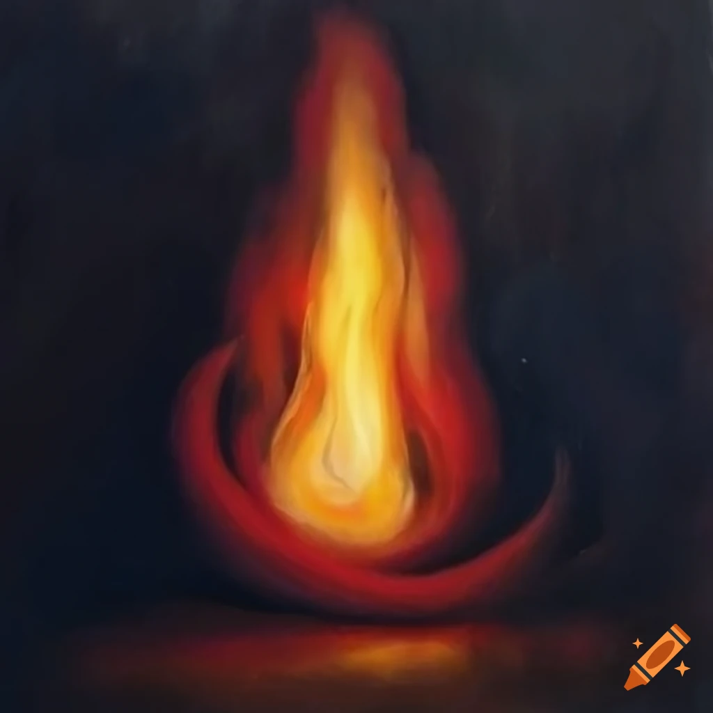 Small flame in darkness oil painting on Craiyon