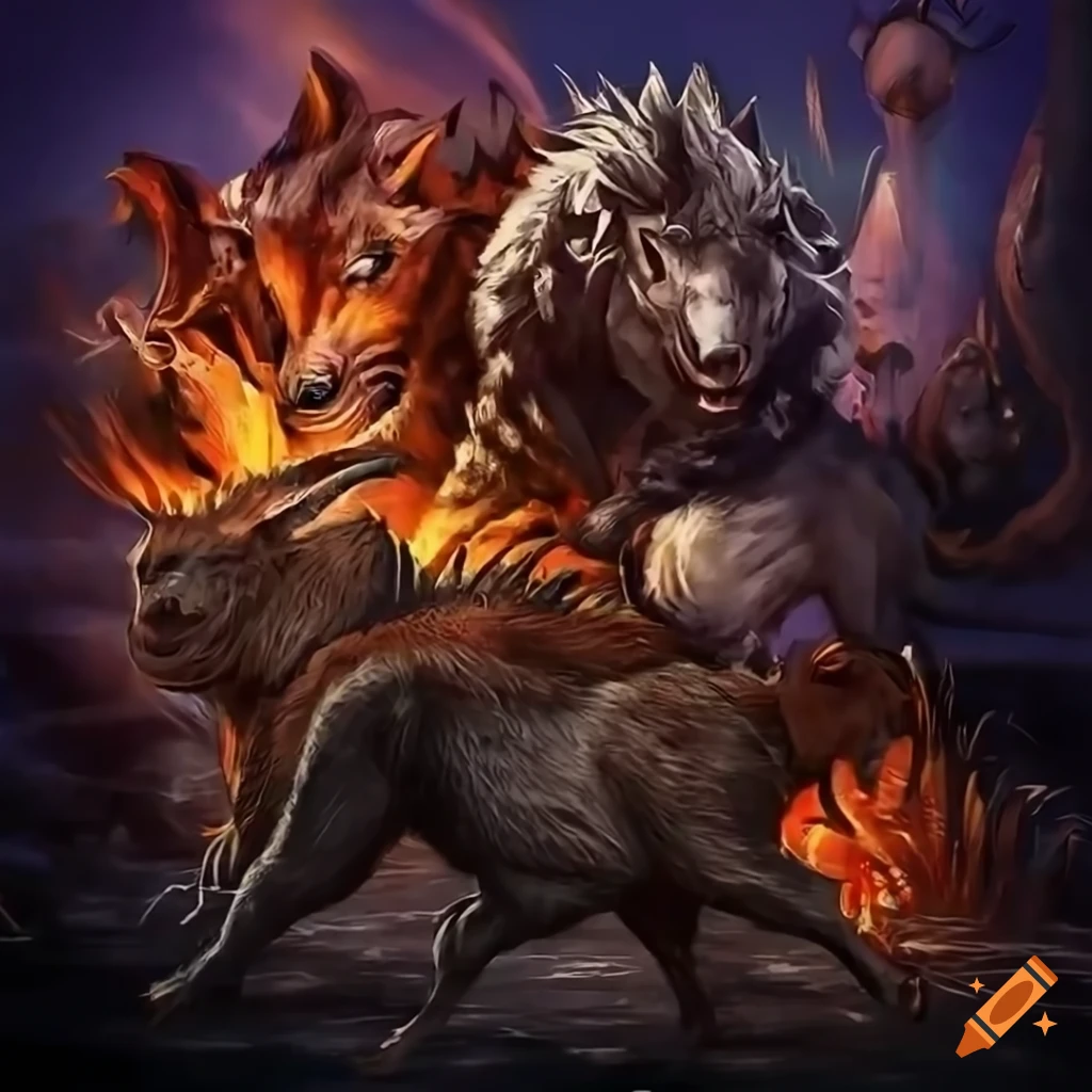 Stampede of animals in detailed anime-style fantasy art in 4K ...