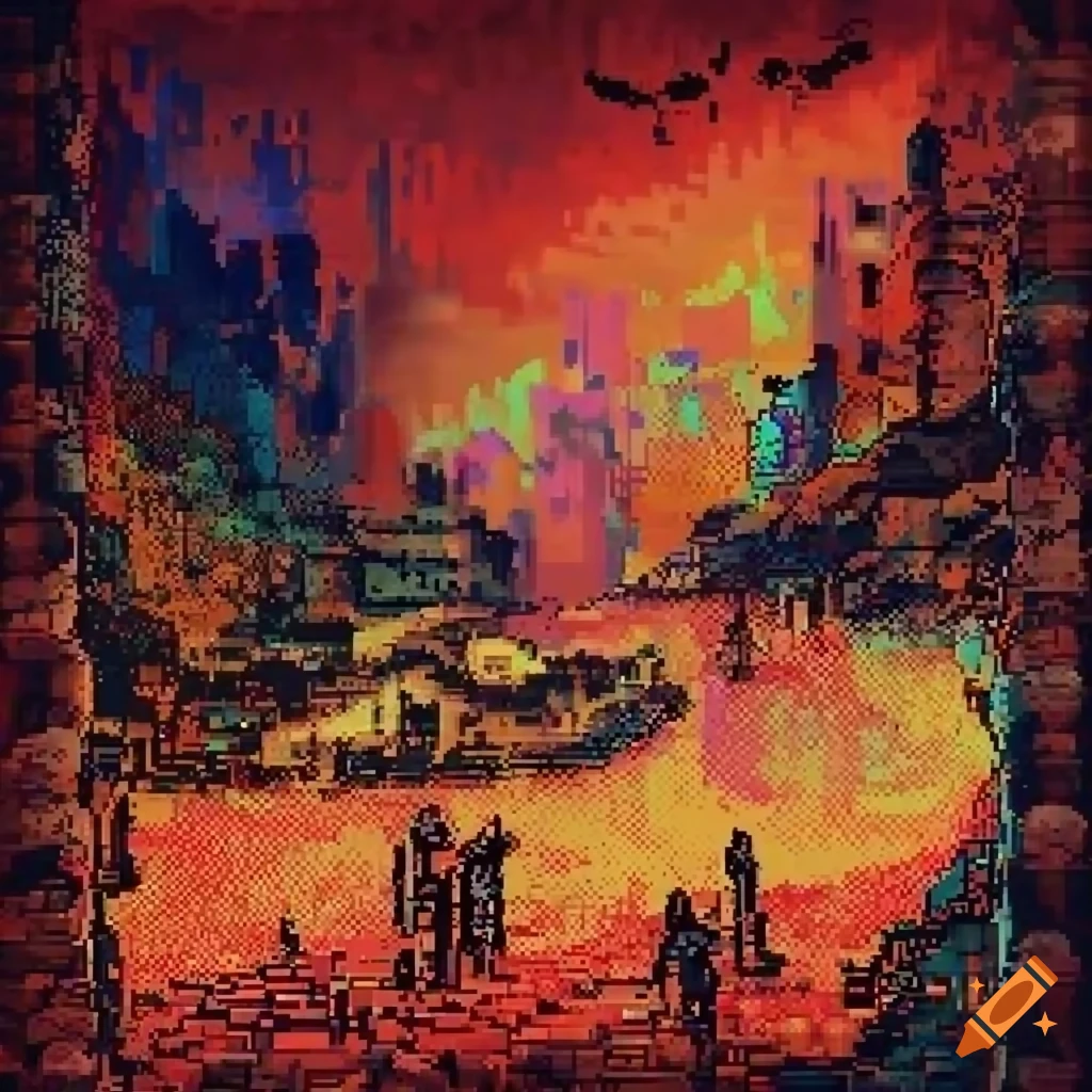 Pixel art with dithering in colorful ink traditional style on Craiyon