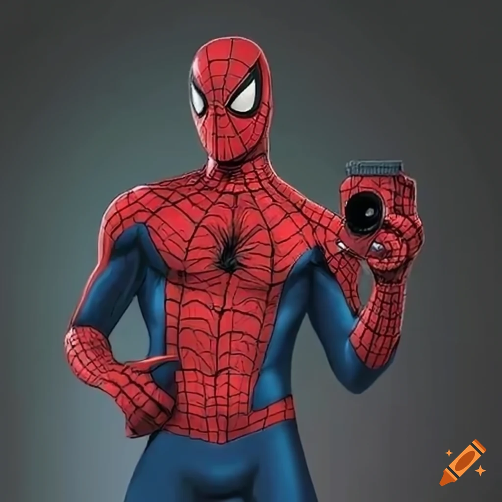 Spider-man holding a camera on Craiyon